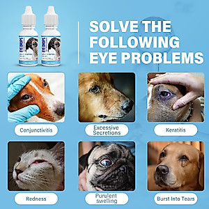 Atrilly Dog Eyé Drops, Dog Eyé Infection Treatment, Eyé Drops for Dogs & Cats to Clean Tear Streaks, Remove Eye Stains & Relieve Symptoms of Red Eye, Dryness Eye, Allergy, 10ml*2, Blue