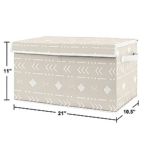 Sweet Jojo Designs Boho Aztec Geometric Boy Girl Small Fabric Toy Bin Storage Box Chest For Baby Nursery Kid Room - Gender Neutral Beige Taupe Tan White Bohemian Southwest Tribal for Llama Collection