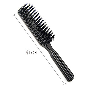 LUXXII (3 Pack) 6" Pocket Plastic Handle Nylon Bristle Brush Hair Comb Designed for All Hair Types (A)