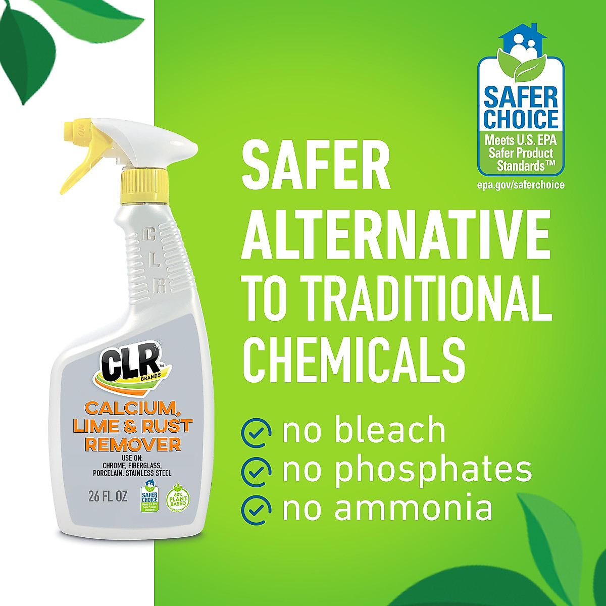 CLR Calcium, Lime & Rust Remover, Blasts Calcium, Dissolves Lime Deposits, Zaps Stubborn Rust Stains and Hard Water Deposits, 26 Ounce Spray Bottle (Pack of 2)