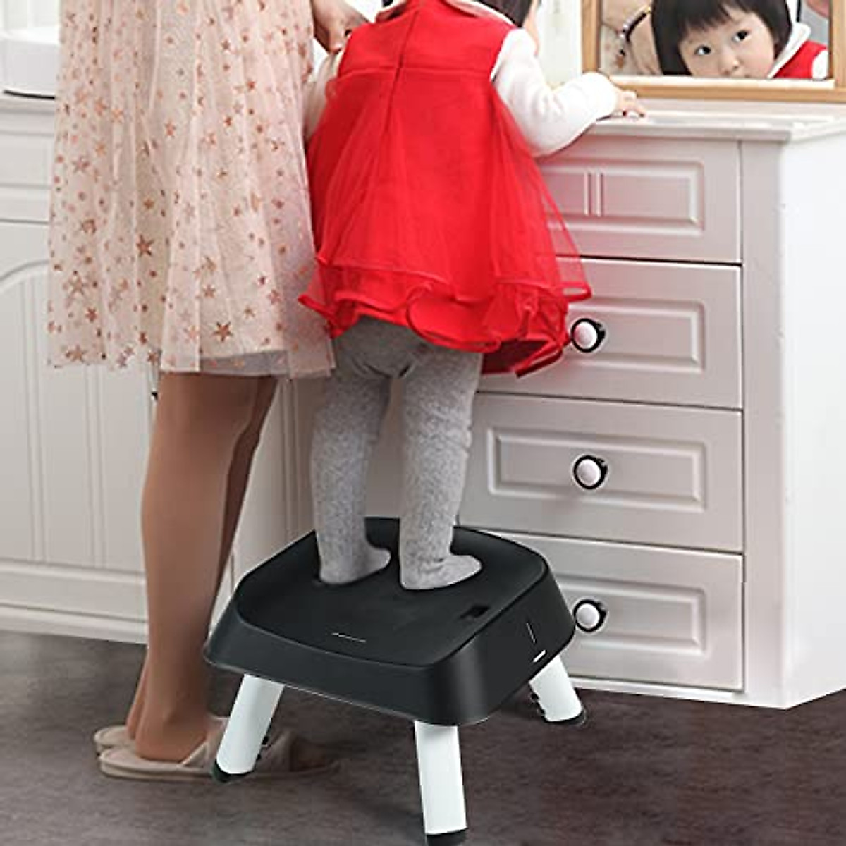 Kinder King 8 in 1 Baby High Chair, Coverts to Dining Booster Seat/Kids Table & Chair Set/Toddler Building Block Table/Kids Stool, Removable Tray & Double Seat Cover, Easy to Wipe, Black