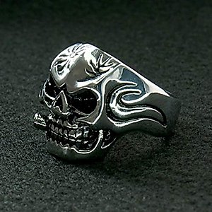Hot Leathers Skull Cigar Ring (Silver, Size 13)
