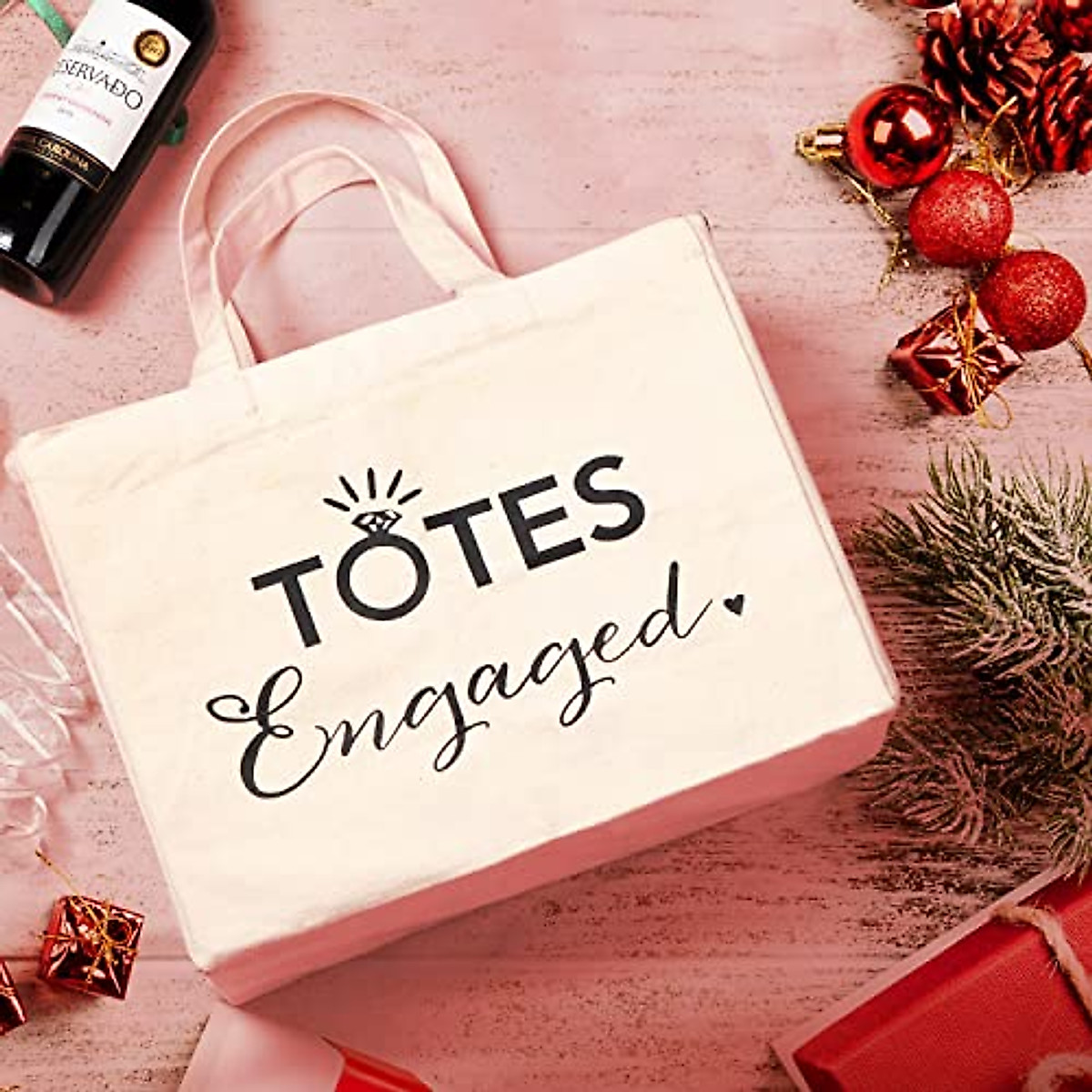 Prazoli Engaged Tote Bag - Engagement Gifts for Couples & Women , Bachelorette Gifts for Bride to Be Gifts , Honeymoon Essentials , Engaged Gifts for Her , Cute Bridal Shower Gift for Future Mrs
