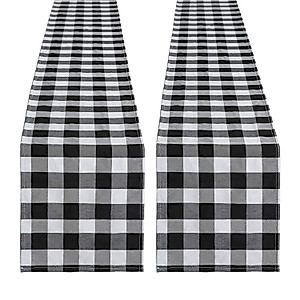 Black and White Plaid Table Runner 2 Pieces 13 x 108 Inch Buffalo Check Table Runner Wedding Table Runner Christmas Party Outdoor Gathering Decorations