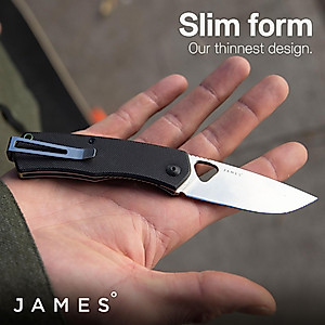 JAMES° The Folsom Folding Pocket Knife Built for EDC, Black 2.75" Stainless Steel Blade, Liner-Lock, and Ambidextrous Design, OD Green Grip