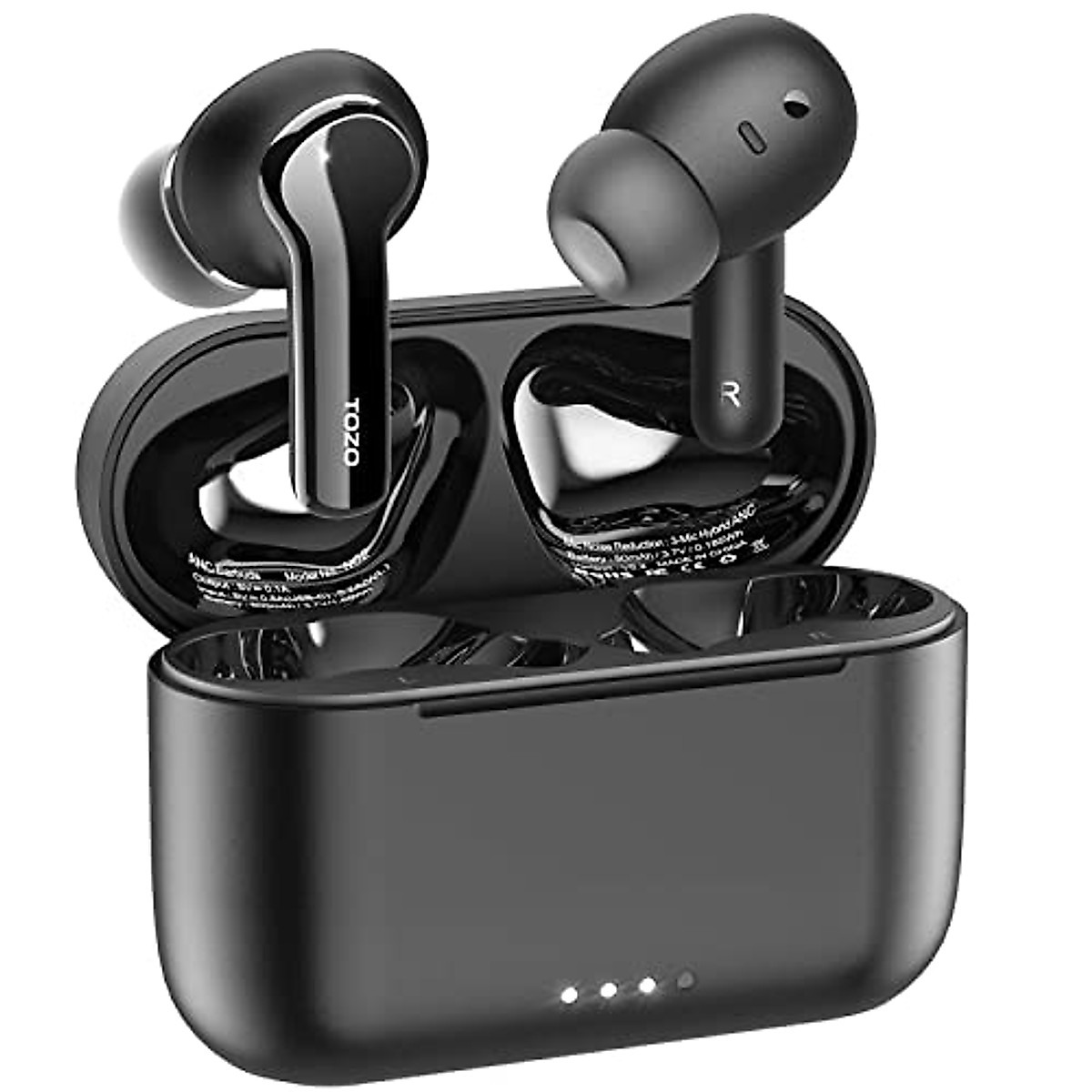 TOZO NC2 Hybrid Active Noise Cancelling Wireless Earbuds, in-Ear Detection Headphones, IPX6 Waterproof Bluetooth 5.2 Stereo Earphones, Immersive Sound Premium Deep Bass Headset, Black (Renewed)
