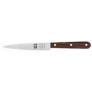 Icel 4-Inch Serrated Paring Knife, Brown Rosewood Handle, Full tang Blade