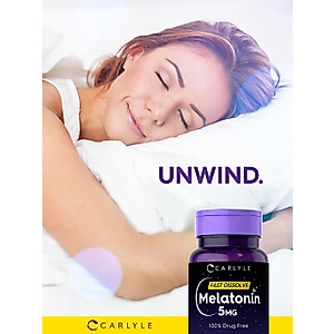 Carlyle Melatonin 5 mg Fast Dissolve 300 Tablets | Natural Berry Flavor | Vegetarian, Non-GMO Supplement