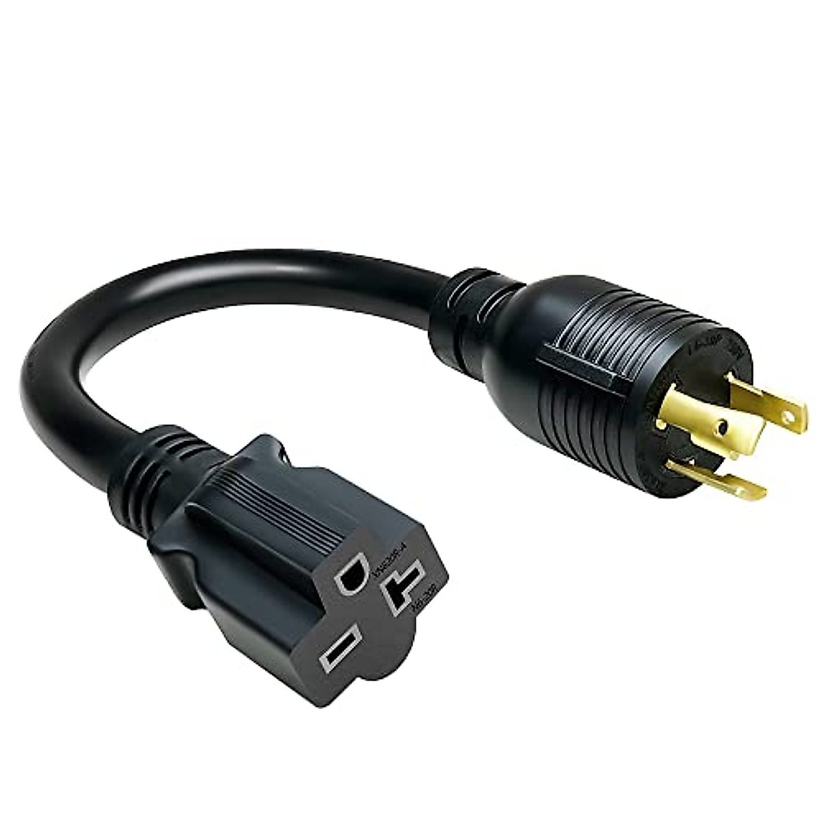 Zhudiyof Nema L6-30P 30-Amp Twist Locking Plug Male to 6-20R/ 6-15R T-Blade Adapter, STW 12-AWG 30Amp Generator to 20Amp 250V 6-20/ 15Amp 6-15R Adapter