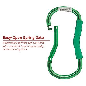 Nuby Large Handy Hook Carabiner Stroller Clip with Textured Soft Grip, Colors May Vary