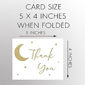 Baby Shower Thank You Cards Gender Neutral Over The Moon And Stars Twinkle Notes (24 Count)