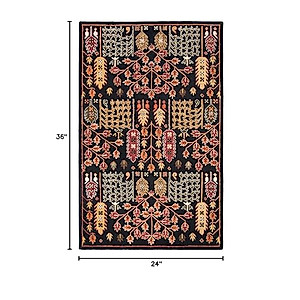 SAFAVIEH Aspen Collection Accent Rug - 2' x 3', Black & Red, Handmade Boho Wool, Ideal for High Traffic Areas in Entryway, Living Room, Bedroom (APN522Z)