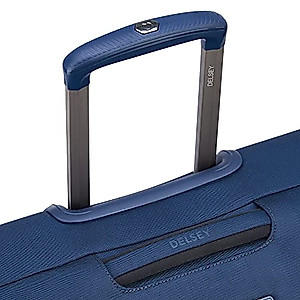 DELSEY PARIS Helium DLX Softside Expandable Luggage with Spinner Wheels, Navy Blue, Checked-Medium 25 Inch