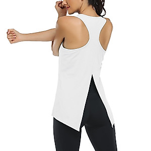 Kimmery Racerback Tank Tops for Women Loose Fit Athletic Workout Yoga Sports Running Hiking Tanktops Summer Moisture Wicking Sleeveless Shirts White XL