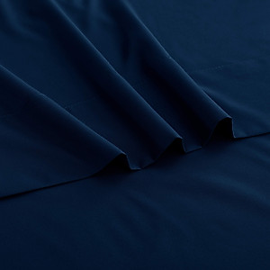 Sfoothome Bed Flat Sheets - Ultra Soft and Wrinkle, Fade, Stain Resistant Top Sheet 2 Pieces, Twin Size, Navy Blue