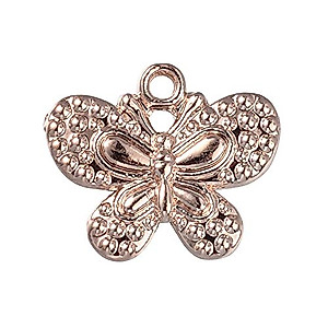 CHGCRAFT 10 Pcs Rose Gold Butterfly Alloy Pendants no Lead & no Nickel Golden Plated Pendants Long-Lasting Plated Charms for Necklace Earrings Bracelets Jewelry Making, 25mm Wide