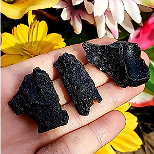 Black Tibetan Tektite Rare Meteorite Natural Crystal Gemstone unique free form Specimen from Tibet - 3pc set