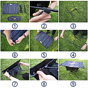 NACETURE Camping Table with Folding Legs and Mesh Storage Basket for Food, Coffee, or Camp Grill Accessories, Lightweight and Portable for Outdoor, Backpacking, Hiking, and Travel