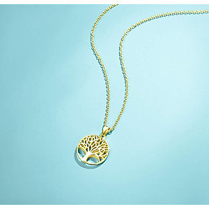 AGVANA Gold Plated Sterling Silver Tree of Life Pendant Necklace for Women Dainty Family Tree Necklace Anniversary Jewelry Birthday Gifts for Women Mom Wife Lover Grandma Her