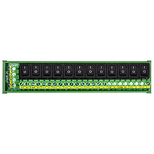 DIN Rail Mount 12 Channel Rocker Switch DC Power Distribution Strip Module