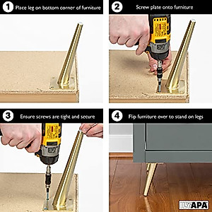 Ilyapa Tapered Oblique Metal Furniture Leg - Set of 4 Black Mid Century Modern 8 Inch Tapered Replacement Furniture Feet for Sofas, Chairs, Tables