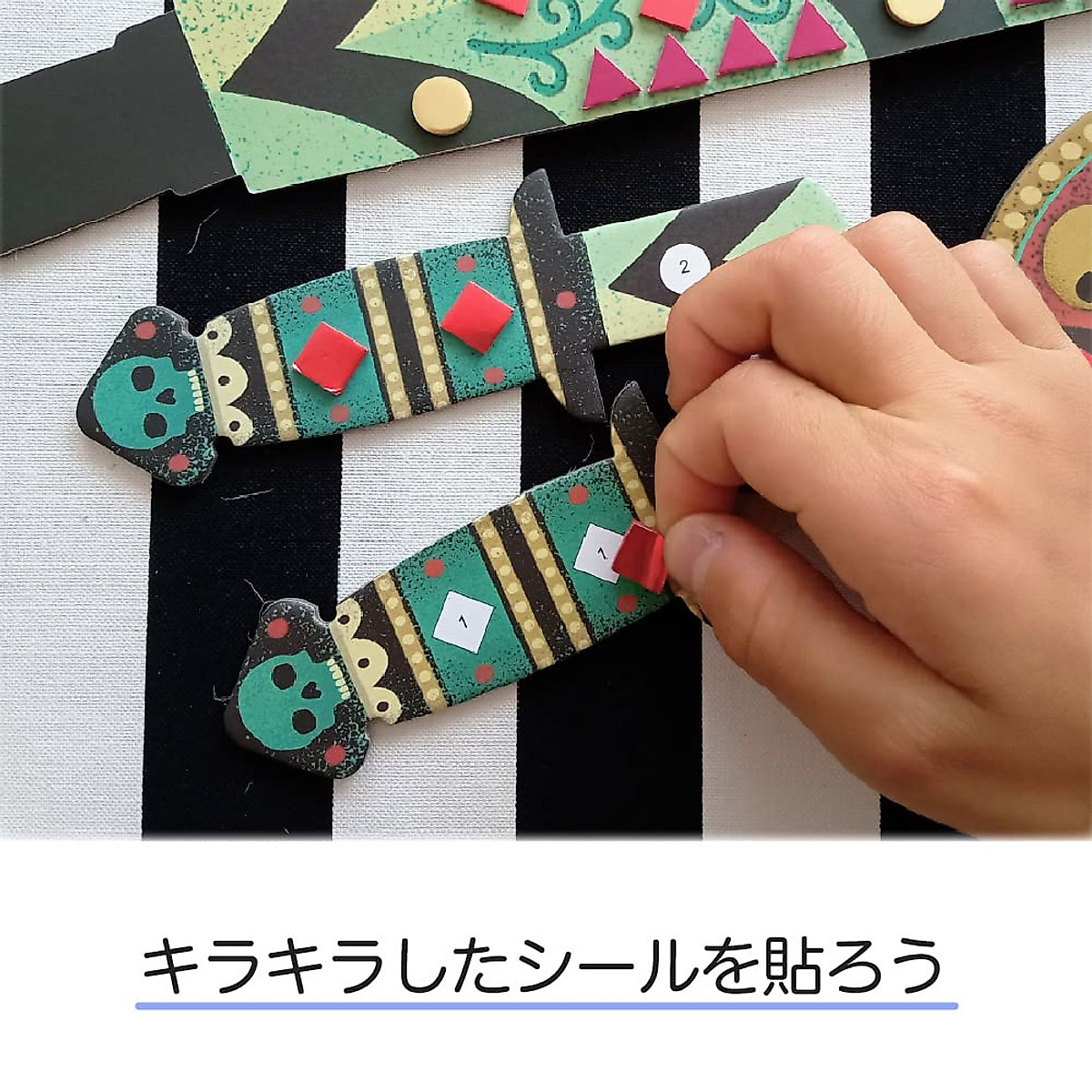 DJECO DIY Like A Pirate Sword - Craft Your Own Pirate Adventure for School or Gifts - Fun & Creative for Family & Friends, DIY Toy w/Mosaic Sticker Sword Kit for Kids 5+