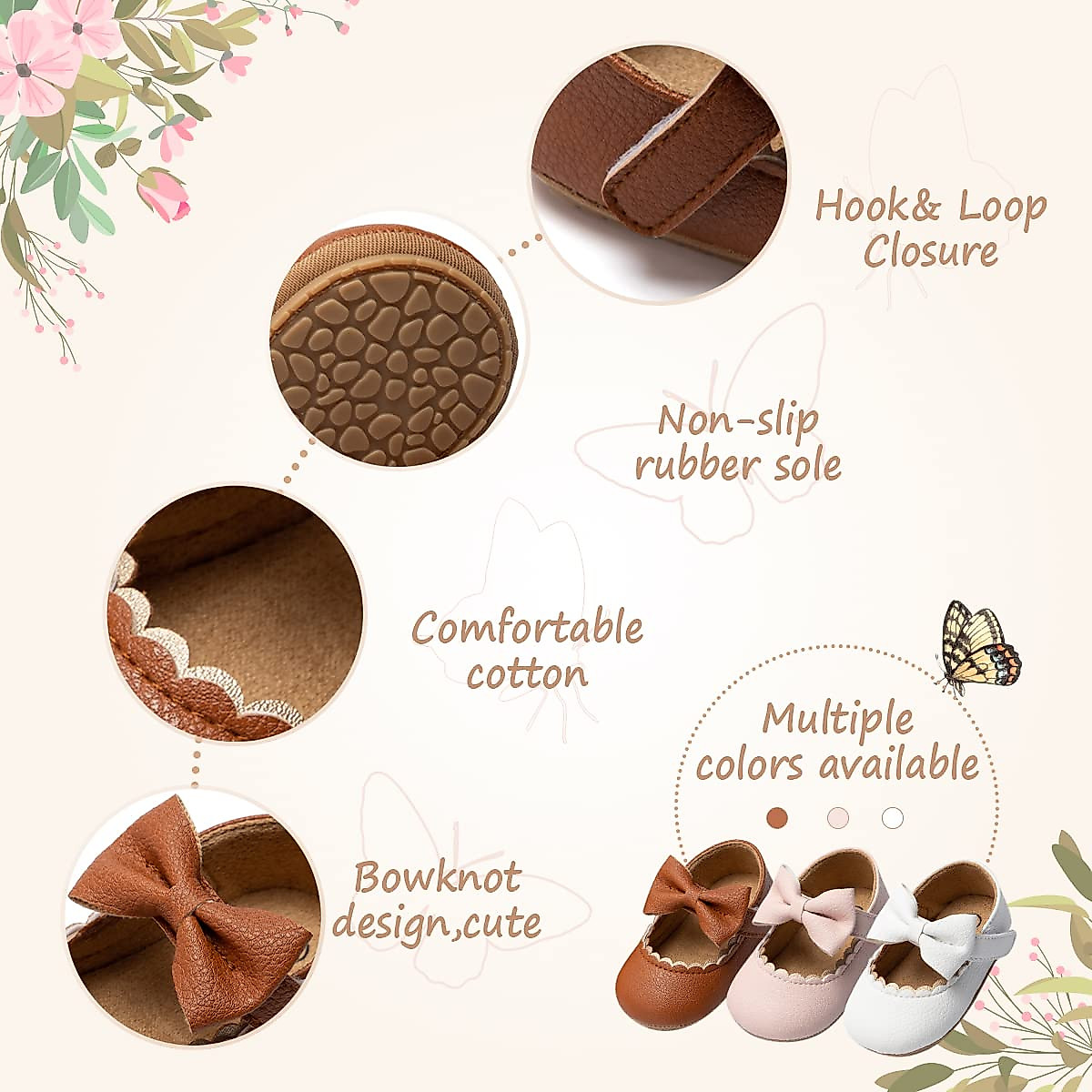 HsdsBebe Infant Baby Girls Mary Jane Flats Bow Non-Slip Soft Sole Princess Toddler First Walkers Sneaker Wedding Dress Shoes(HM1628 Brown,2)