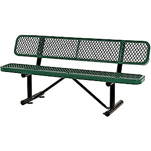 Global Industrial 72" L Expanded Metal Mesh Bench w/Back Rest, Green