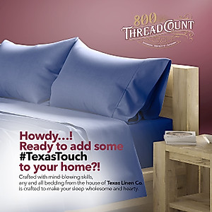 TEXAS LINEN CO. 800 TC Egyptian Cotton Sheets - 4 Piece Navy Blue King Size Cooling Sheet for Hot Sleepers, Luxury Egyptian Cotton Bedsheet, Sateen Hotel Sheets, Fits Mattress Upto 18'' DEEP Pocket