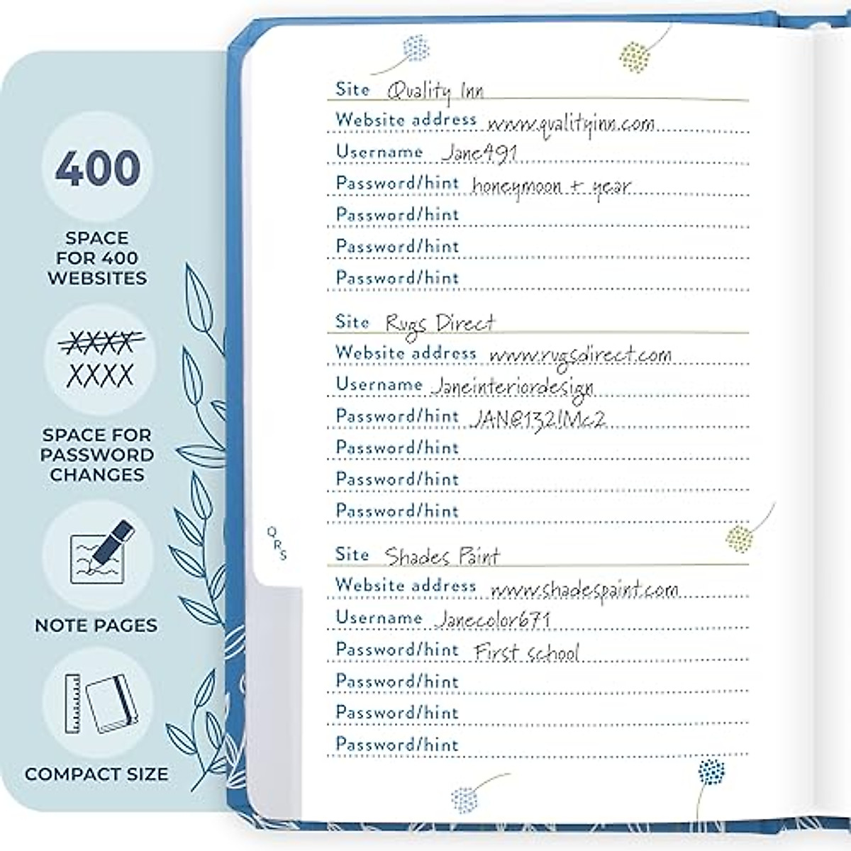 Boxclever Press Password Book. Never Forget a Password Again! Untitled Password Keeper Book to Keep Your Internet Details Safe. Password Book with Alphabetical Tabs for Home Or Office - 6 x 4.5''
