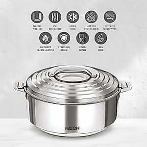 Milton Thermosteel Galaxia Insulated Hotpot Casseroles, Set of 3, Stainless Steel (1000ml, 1500ml, 2500ml)