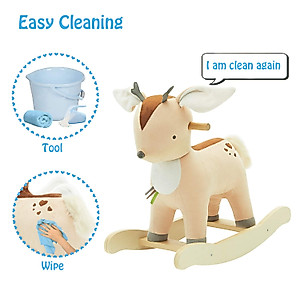 labebe 【New】 Baby Rocking Horse Plush, Male Fawn Rocker Toy for Child 1-3 Years, Rocking Horse/Fawn Rocking Horse/Deer Rocker/Reindeer Rocking Horse/Riding Horse/Stuffed Animal Rocker (NO Music)