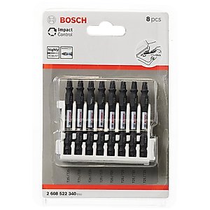Bosch Professional 8pcs. Double Screwdriver Bit Set Torx (Impact Control, 8 x T25-T25 Bits, Length 65mm, Pick and Click, Accessory Impact Drill)