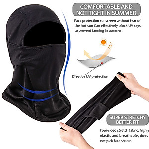 Balaclava Uv Protection,Men and Women Sun Cooling Neck Gaiter Adjustable Windproof Hood,Motorcycle,Cycling,Climing,Running Black