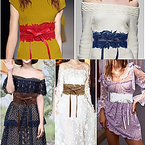 Lovful Women Faux Leather Lace Belt,Wide Wrap Around Obi Belt,Self Tie Boho Band Waist Belt,Khaki