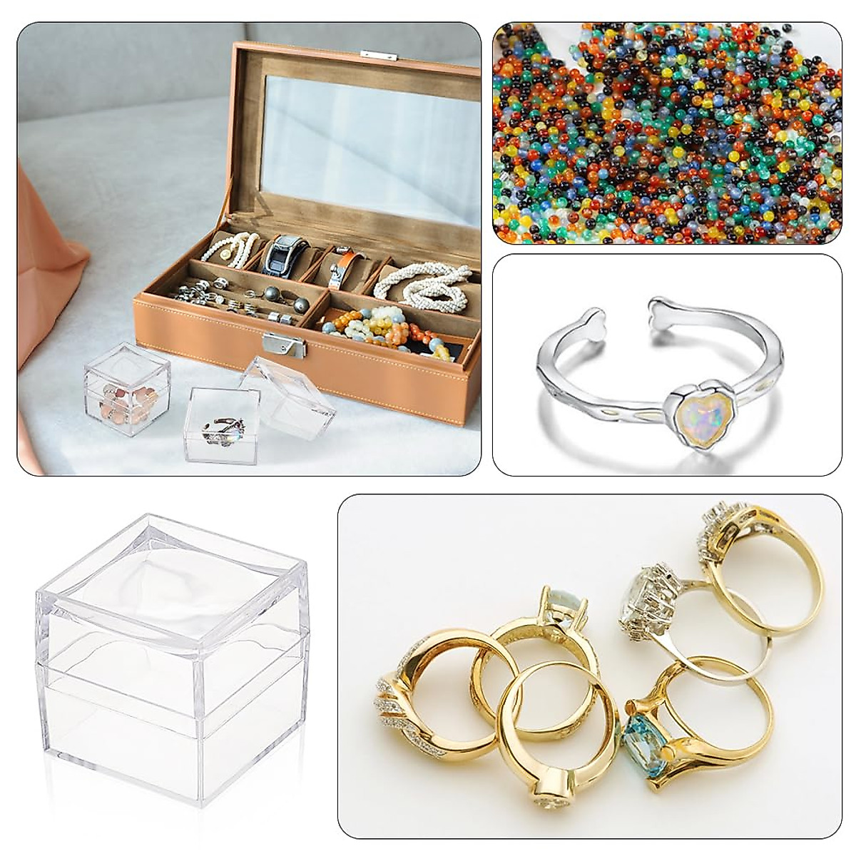 BENECREAT 10pcs 1.57x1.57 Inch Magnifier Box, Clear Square Magnifier Case Acrylic Display Box for Jewellery Display, Insect Observation, Crafting