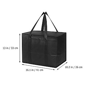 Kichvoe Insulated Food Cooler Bags Non-woven Thermal Food Tote Bags Catering Pizza Bags Food Carrying Bag with Bottom Board for Food Warm Outdoor Picnic