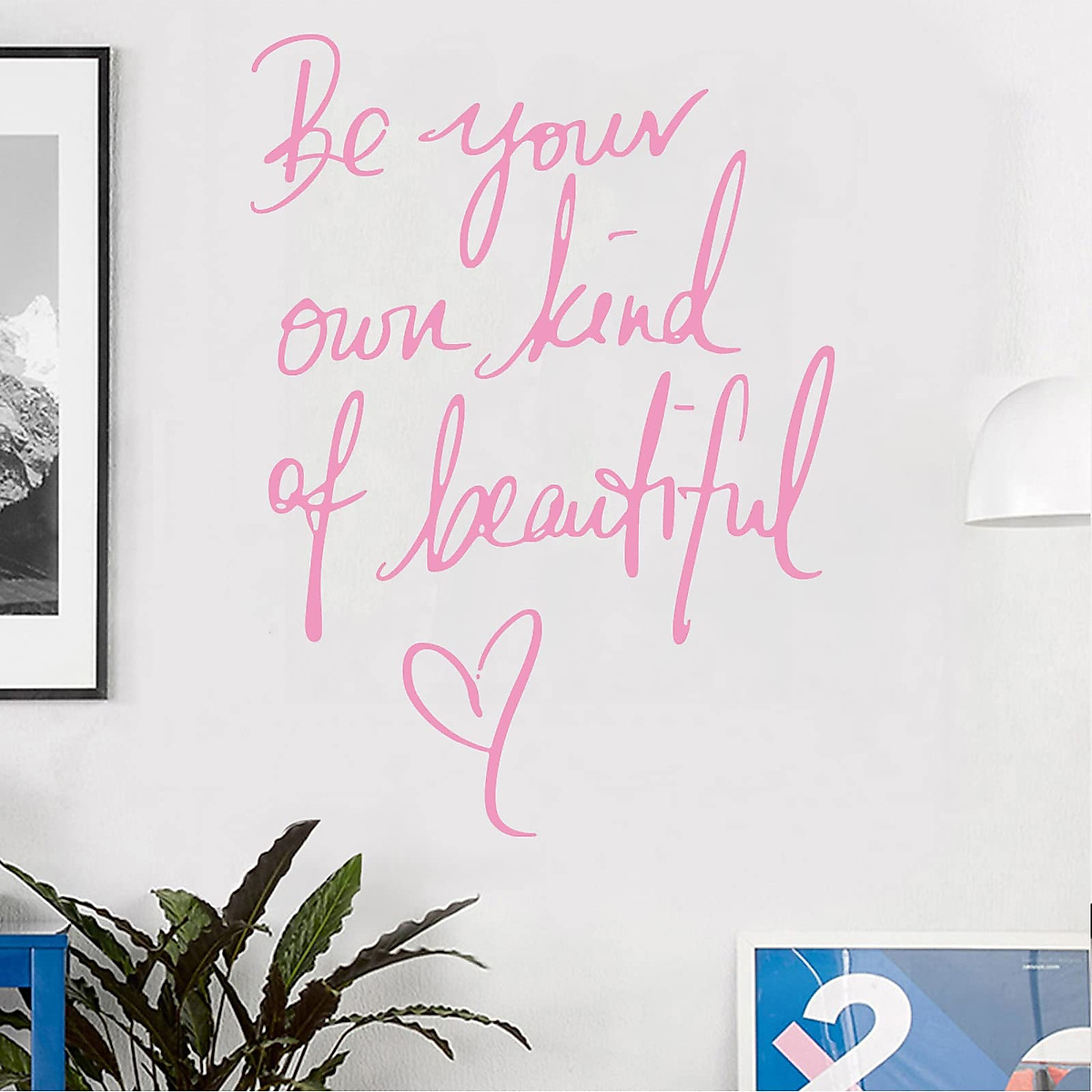 Be Your Own Kind of Beautiful Vinyl Wall Decals Sayings Pink Art Lettering Wall Stickers Decor Wallpaper for Girls Women Bedroom Living Room Background Home Decoration