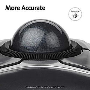 Kensington Expert Trackball Mouse (K64325), Black Silver, 5"W x 5-3/4"D x 2-1/2"H