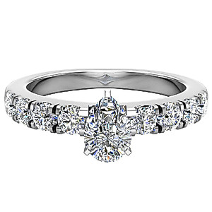 Diamond Engagement Rings for Women GIA Certified Pear Cut Solitaire Diamond Ring 18K White Gold 1.10 carat (D,VVS) (RS 75)