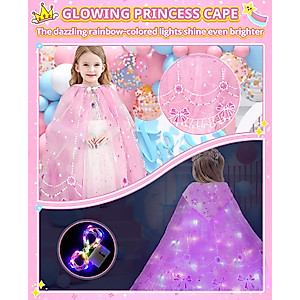 Peach Girls Princess Costume Adult,Super Bros Princess Toys Light UP Cape Set for Kids Cosplay Halloween Dress Up Clothes for Little Girls Accessory