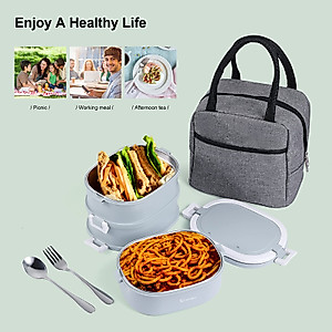 Slaipo Bento Box Adult Lunch Box, Lunch Box for Men Women with Insulated Lunch Bag, Stainless Steel Salad Lunch Containers, Stackable Leakproof Lunch Kit(Blue)