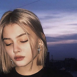 Sllaiss 925 Sterling Silver Cross Dangle Earrings For Men Women Unisex Silver Cross Dangling Earrings Christian Cool Drop Earrings Christian Jewelry