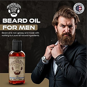 Beardilizer Gentleman Sandalwood Beard Oil for Men - 100% Natural Growth Oil & Conditioner with Argan, Jojoba & Vitamin E – Softening, Moisturizing for Soft, Healthy Beard – 4 Oz
