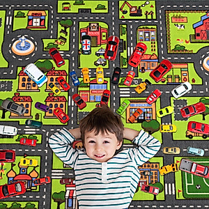 Zareas 3x5 Feet Kids Area Rug Play mat Car Rug for Playroom, Children Educational City Traffic Road Map Fun Car Carpet, Car Rug for Boys Bedroom, Upgrade Anti-Skid Rectangular for Kids Rugs, 60''x36''