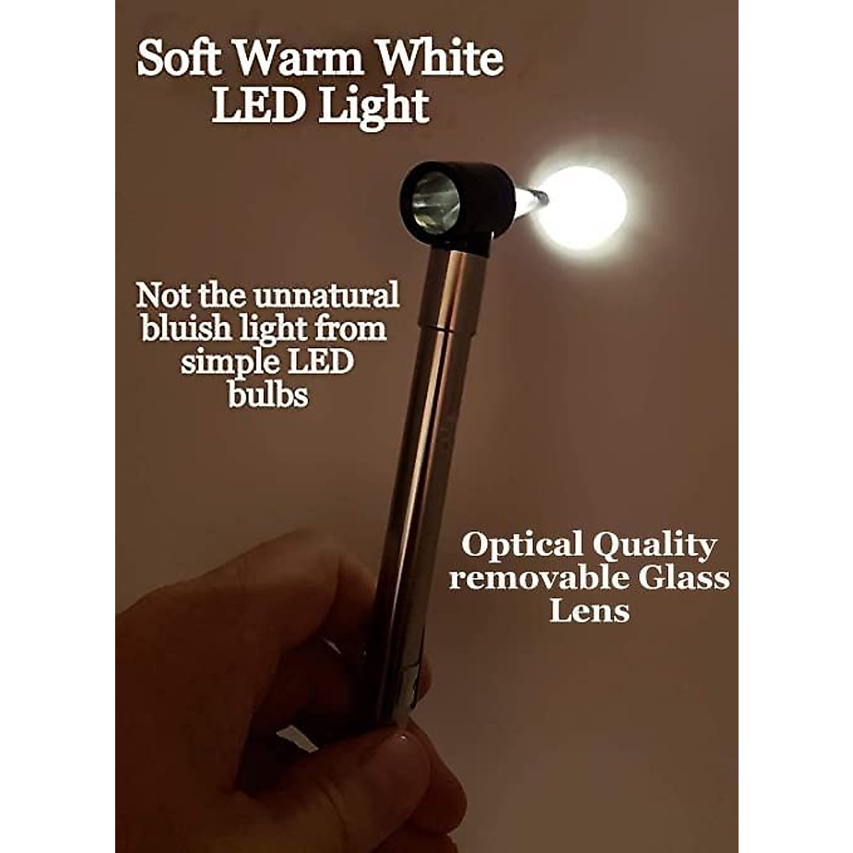 Third Generation Dr Mom Slimline Stainless LED Pocket Otoscope with Soft White Natural Hue Light Spectrum in Clamshell Packaging