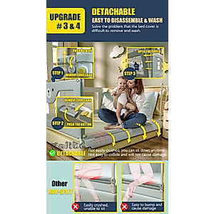 CuteBear Bed Rails for Toddlers - 60" 70" 80" Extra Long Baby Bed Rail Guard (3 Sides: Perfect for California King Bed, Include 3 Sides)