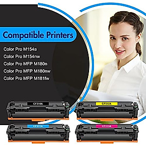 INFITONER 204A Toner Cartridges 4 Packs Compatible for HP 204A CF510A CF511A CF512A CF513A for HP Color Pro M180 M181 M180n M181fw M154nw M154a M154 Series Printer Ink ( Black Cyan Yellow Magenta )