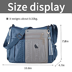 ELDA Purses for Women Pocketbooks Soft PU Leather Ladies Crossbody Purse Multi Pocket Shoulder Bag (Gray blue)