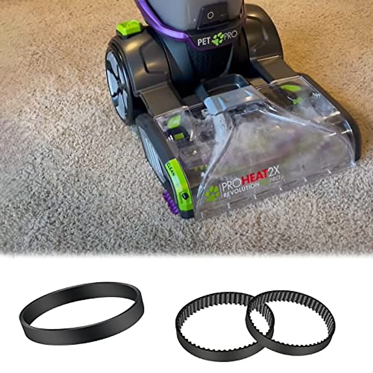 3 Pack Vacuum Belts Replacement for Bissell ProHeat 2X Revolution Pet Carpet Cleaner, Vacuum Cleaner Belts Replace Parts 1606418, 1606419, 1606428, Fit Models: 1548, 1550, 1551, 1551W Series